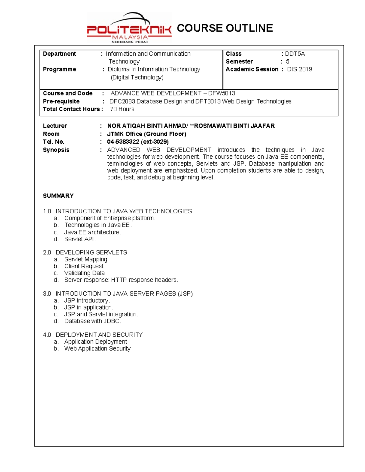 DFW5013 Advanced web development - Studocu