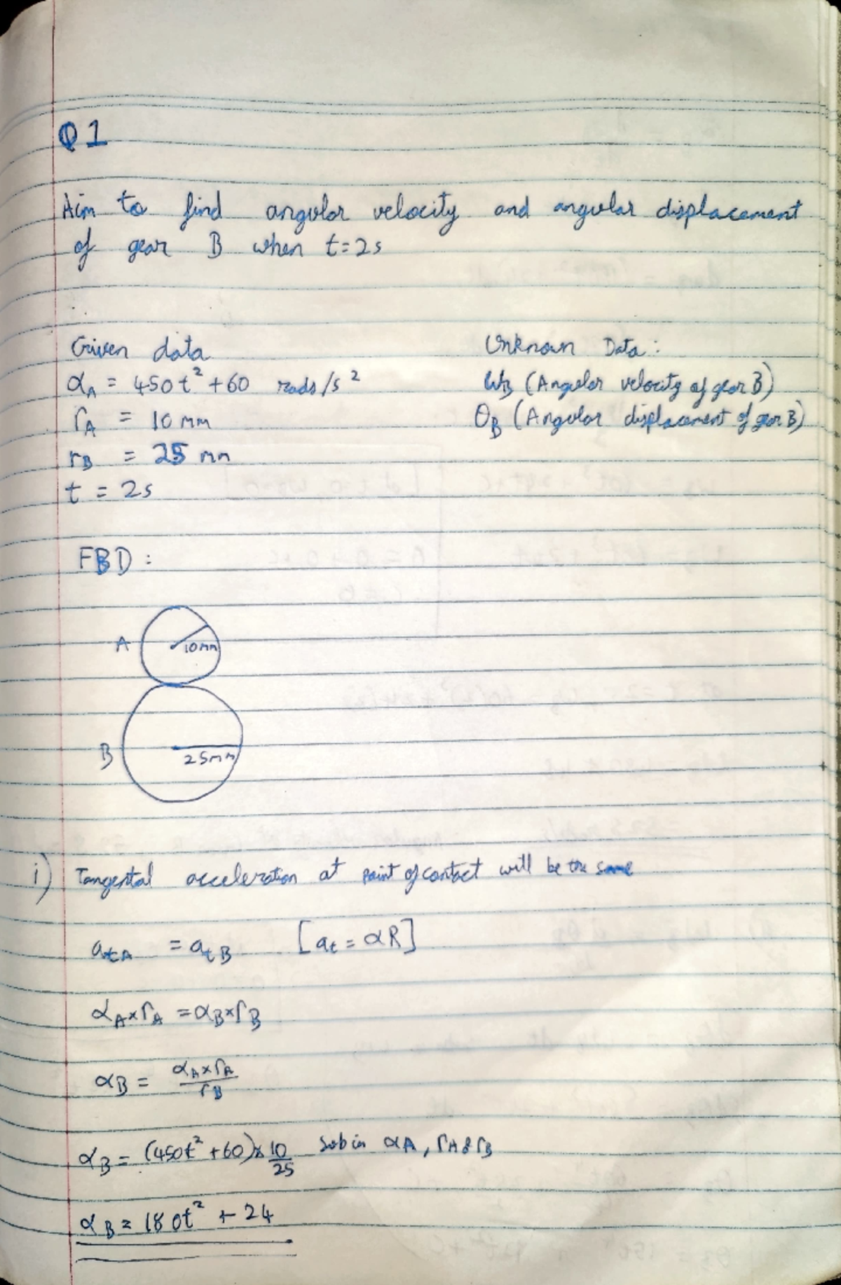 Machine Dynamics Assessment Task 1 - Q hin ind ongule veleily ond engul ...
