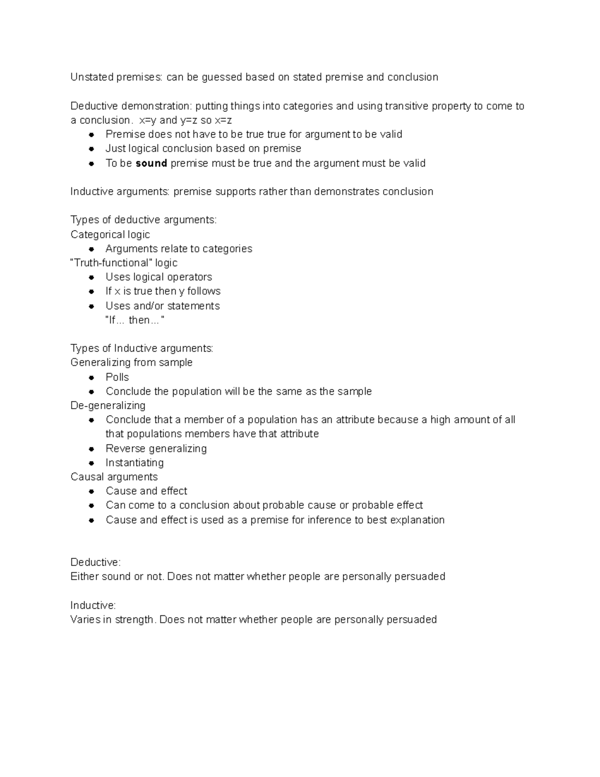 POSC Lecture 2 - Unstated premises: can be guessed based on stated ...