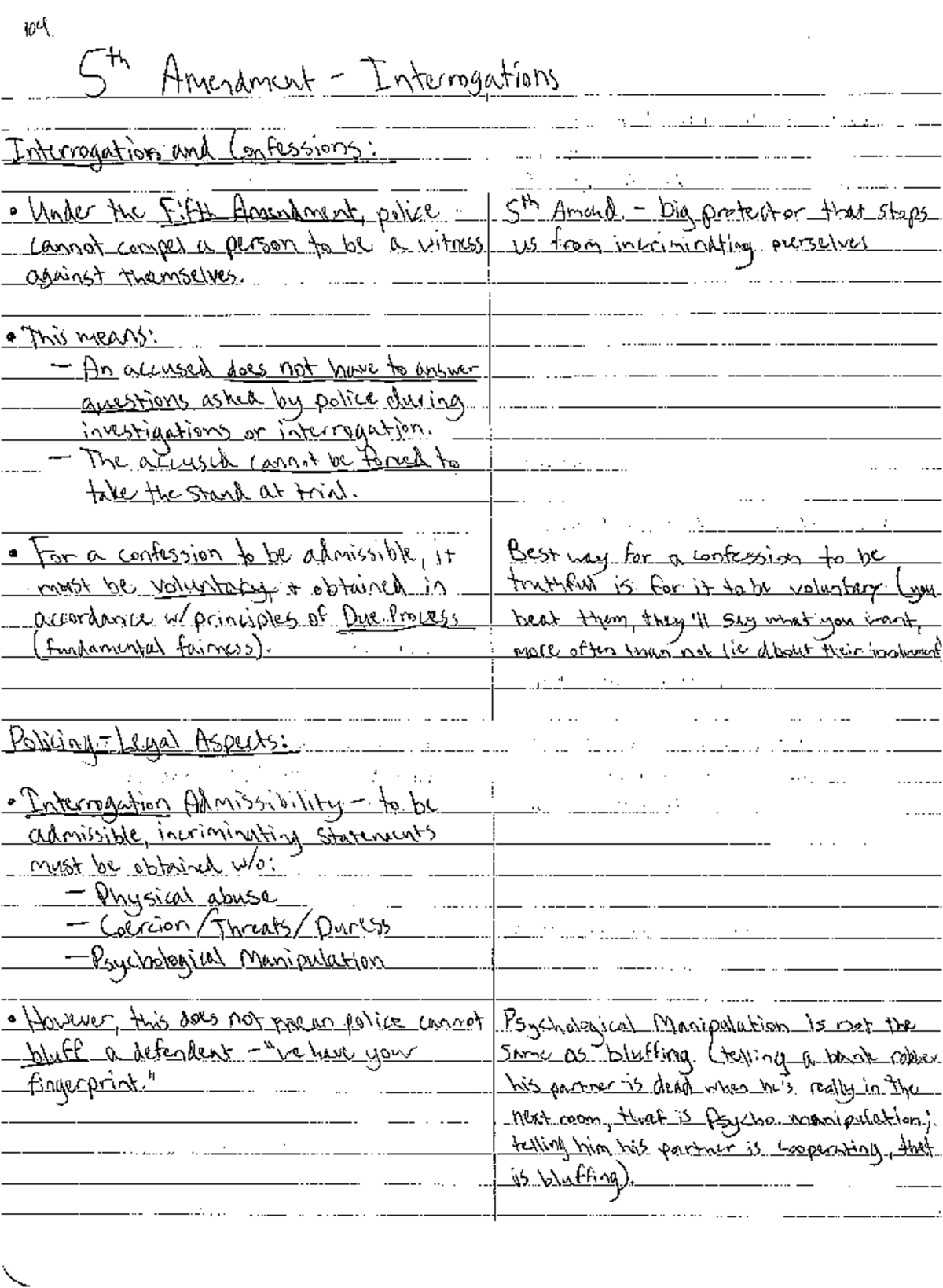 5th Amendment - Interrogations Notes - FRSC 3123 - Studocu