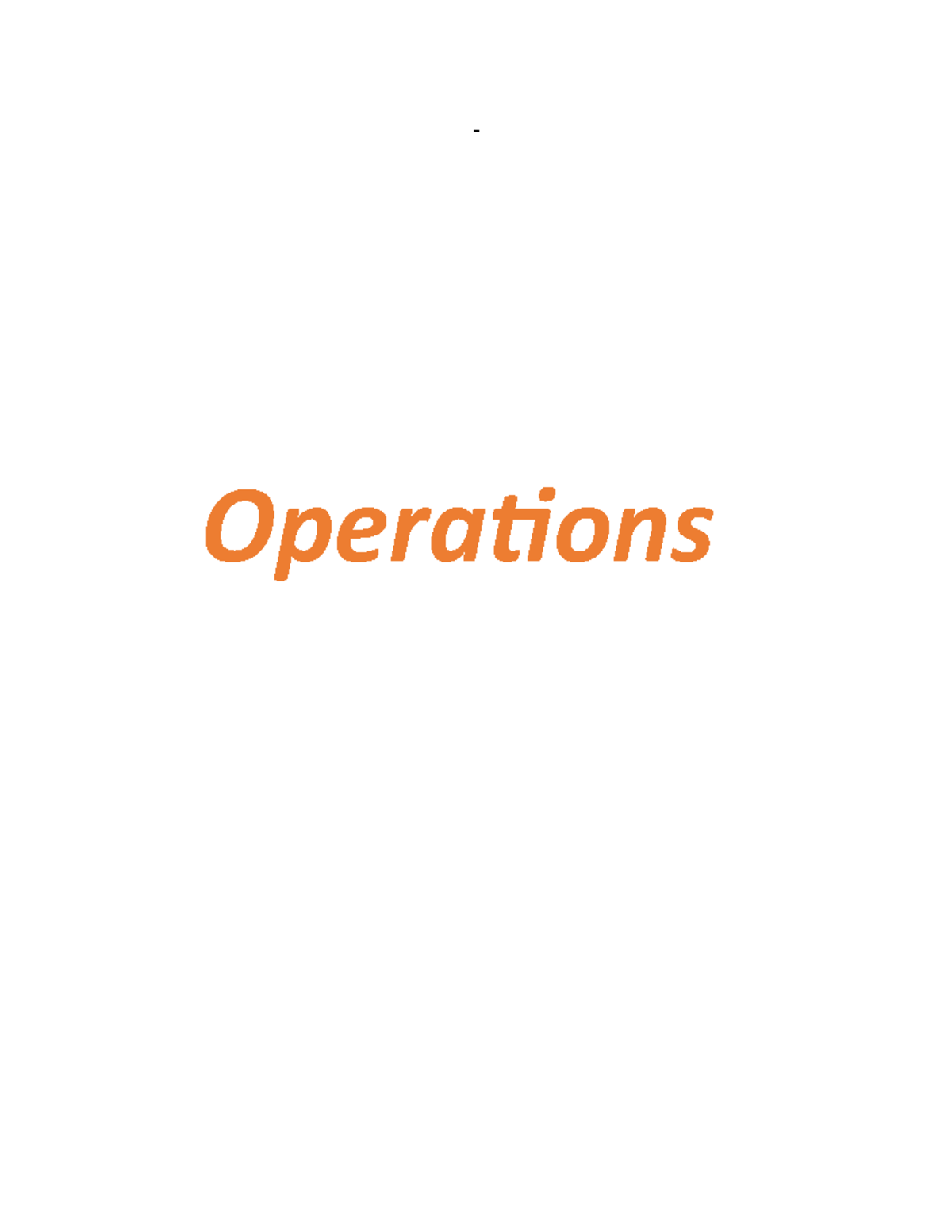 Operations - Notes - Operations 1 ROLE OF OPERATIONS MANAGEMENT (I ...