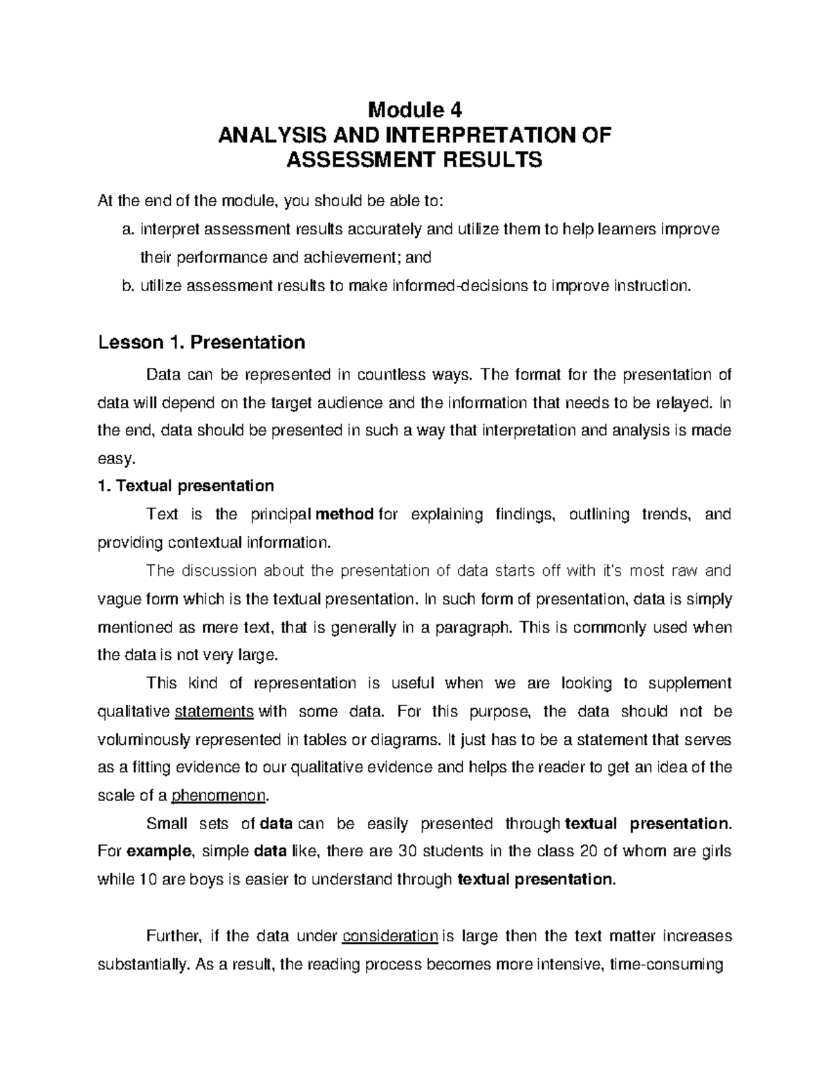 Chapter 4 Analysis and Interpretation of Assessment Results - Module 4 ...