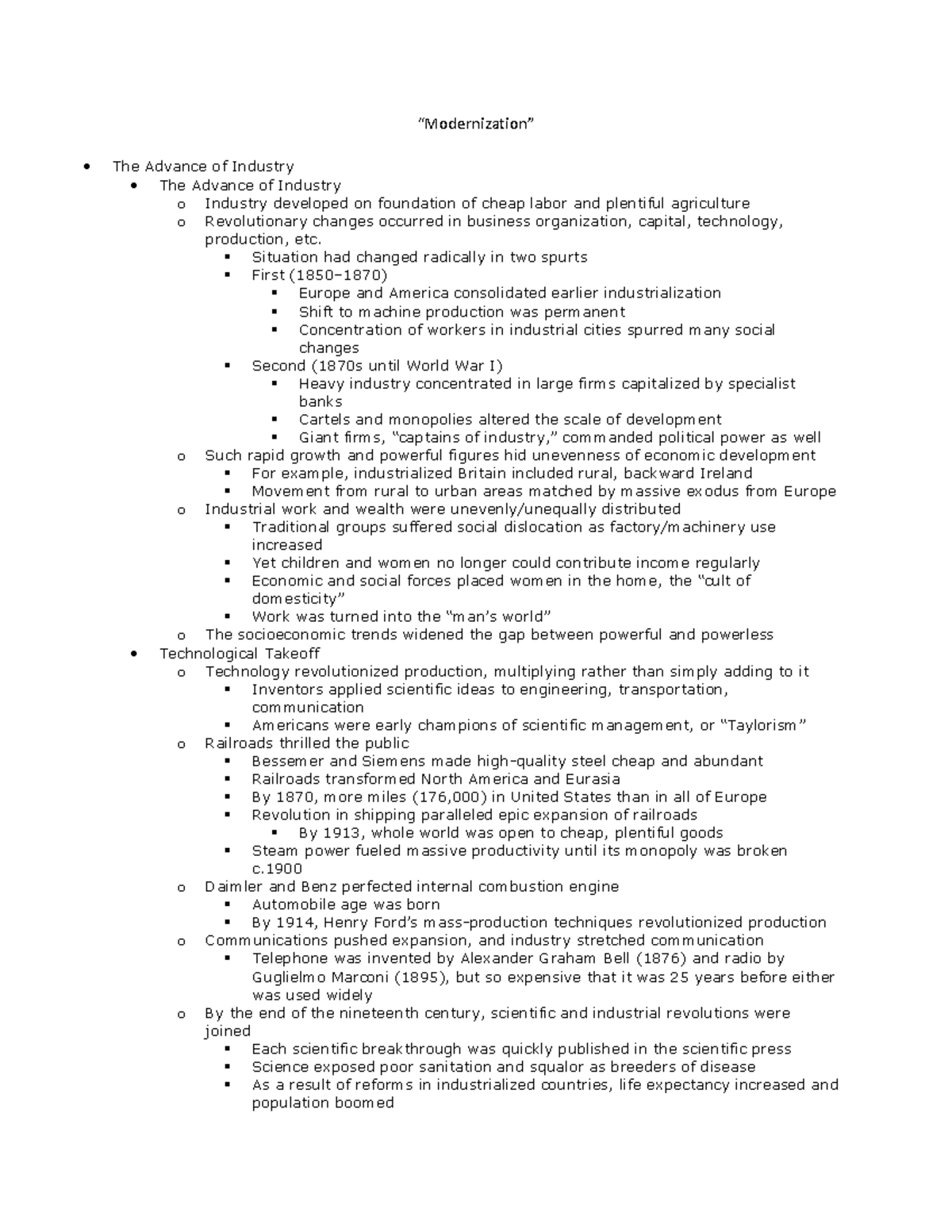 Iluy Sc- Notes-Modernization - “Modernization” • The Advance of ...