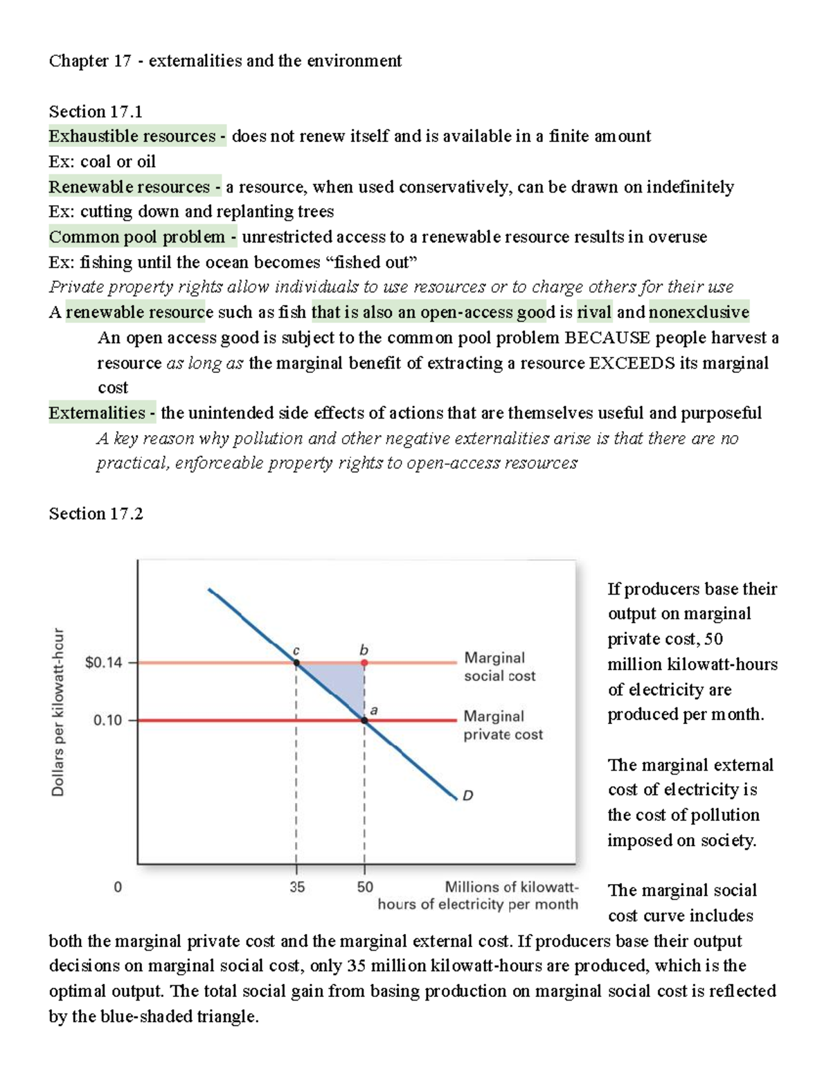 Econ Chapter 17 Notes - Chapter 17 - externalities and the environment ...