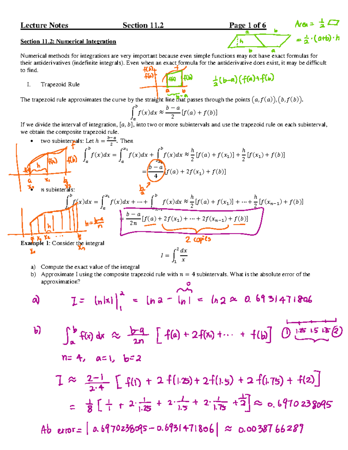 11 - Homework practice review - Section 11: Numerical Integration ...