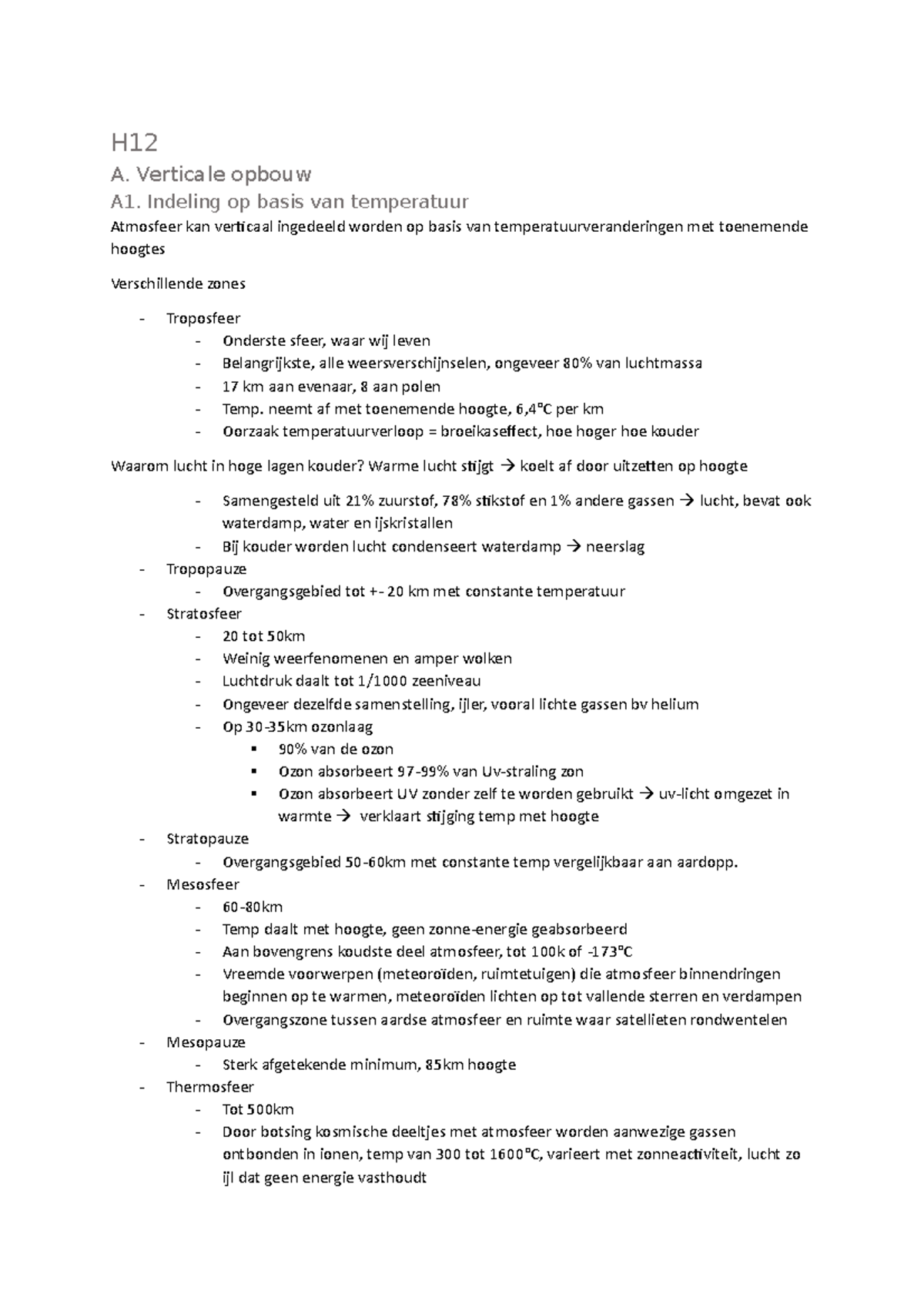 H12 - hoofdstuk 12 - H A. Verticale opbouw A1. Indeling op basis van ...