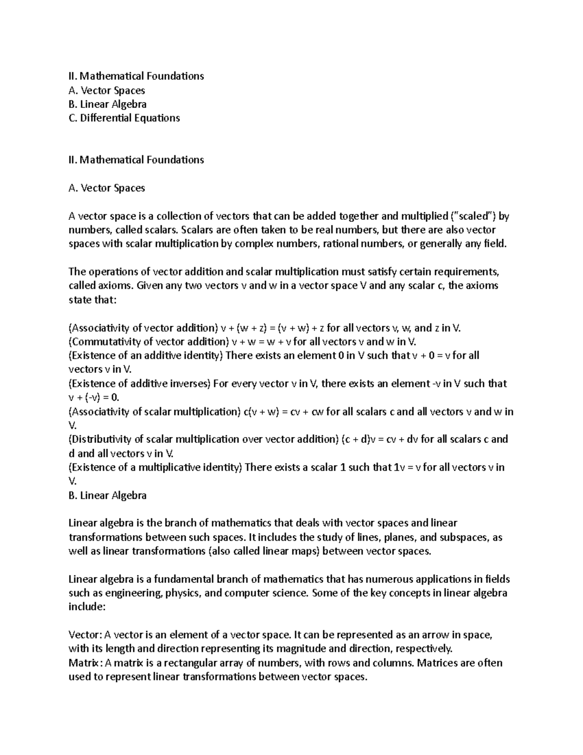 Theoretical Dynamics; Foundations - II. Mathematical Foundations A ...