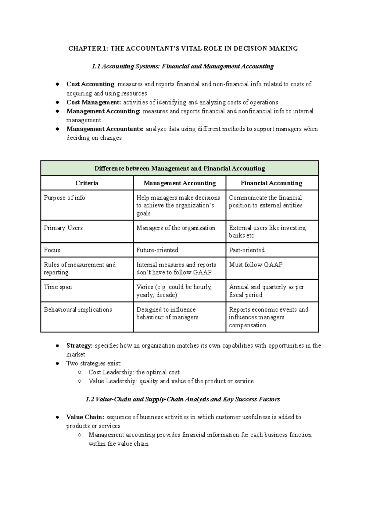 Chapter 1 THE Accountant’S Vital ROLE IN Decision Making - CHAPTER 1 ...