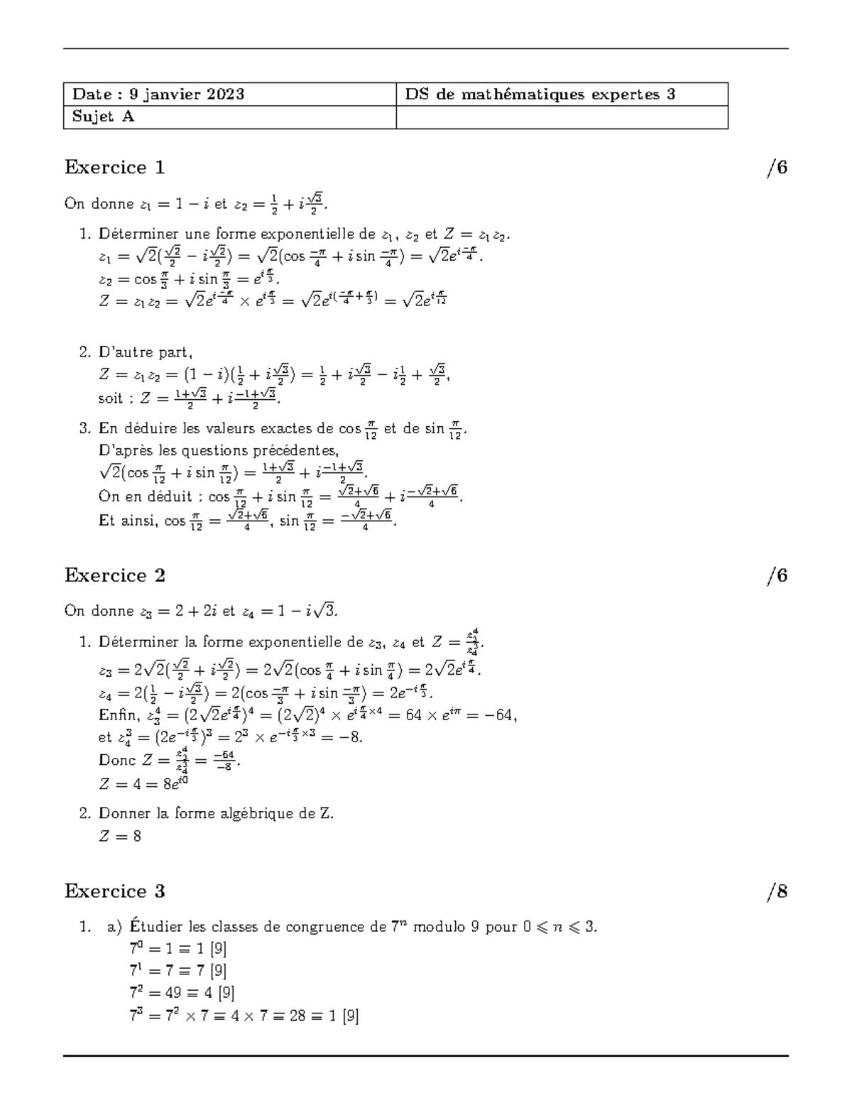 DS TMX 3 c - oui oui notes cours - Date : 9 janvier 2023 DS de ...