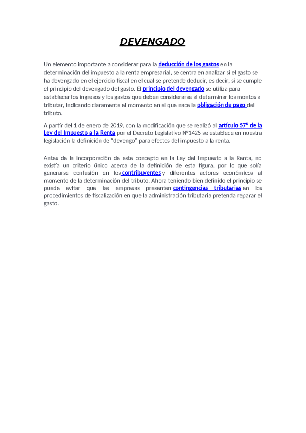 Devengado 1 - DEVENGADO Un elemento importante a considerar para la ...