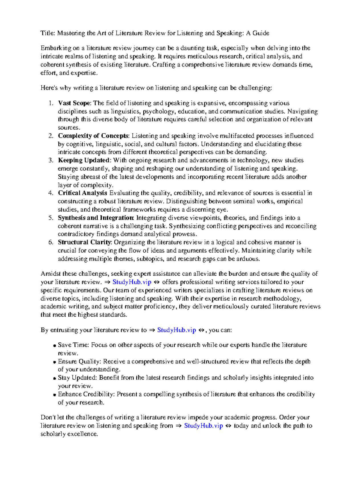 Literature Review Of Listening And Speaking - It requires meticulous ...