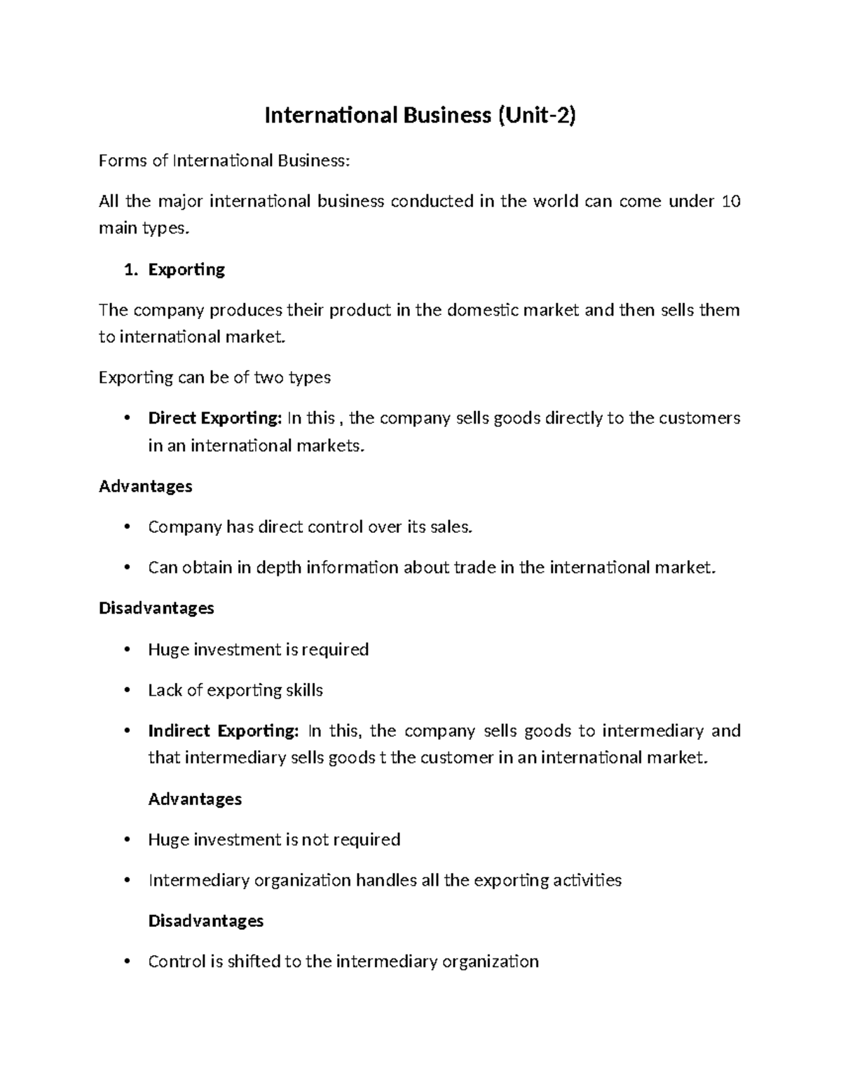 IB-UNIT 2 Notes - Product hierarchy documents - International Business ...