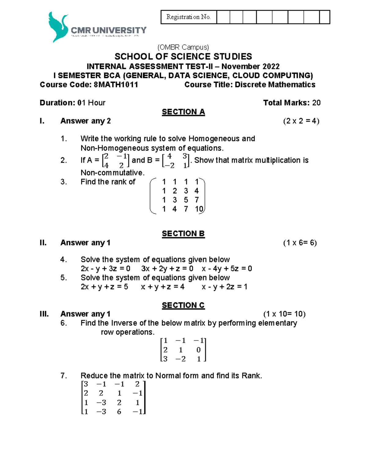 I BCA DM INT 2 22-25 PDF - BCA I Semester Internal Assessment Test-2 ...