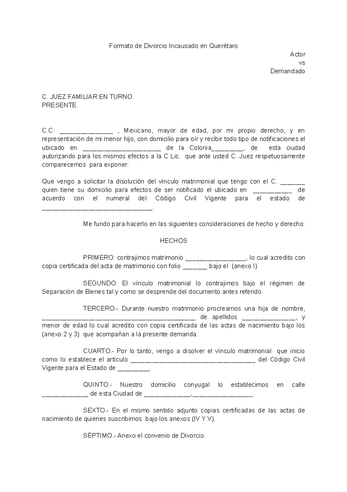 Formato De Divorcio Incausado Divorcio Monica Formato Modelo Demanda ...