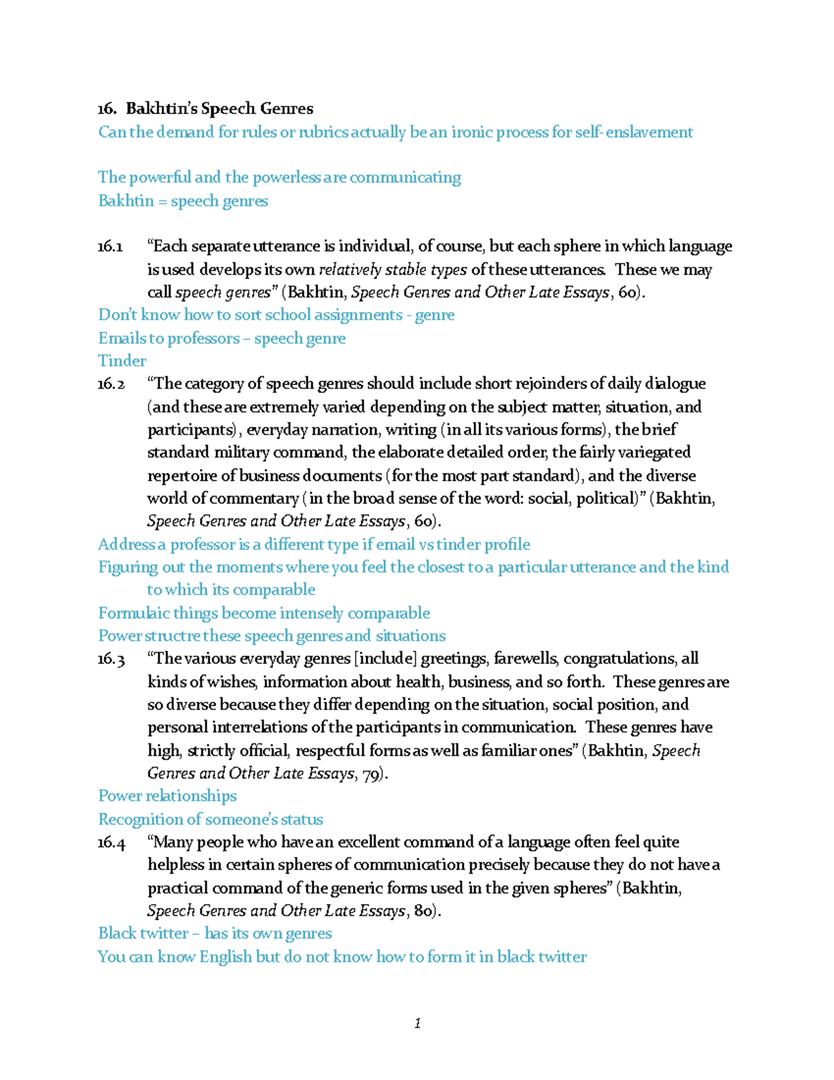 16 - Bakhtin's Speech Genres, Sentences - 16. Bakhtin’s Speech Genres ...