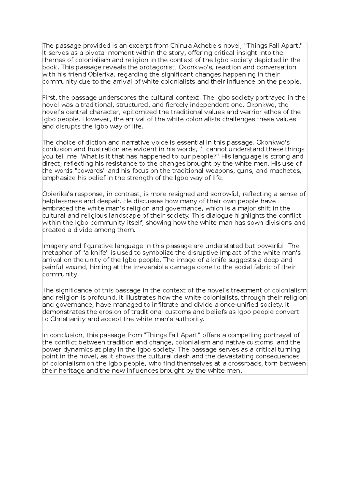 Chat GPT document - Essay - The passage provided is an excerpt from ...