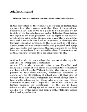 Report 5 reflection paper adzfar wahid - Foundation of Inclusive ...