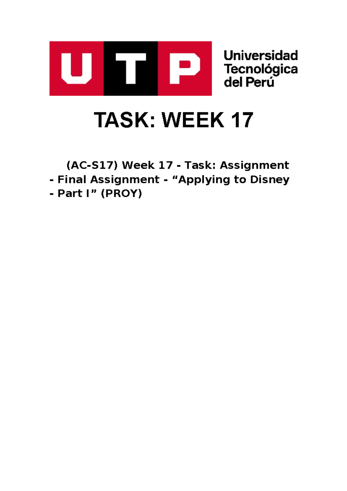 Ingles semana 1 - ingles, tarea - 🔴 (AC-S17) Week 17 - Task: Assignment - Final Assignment ...