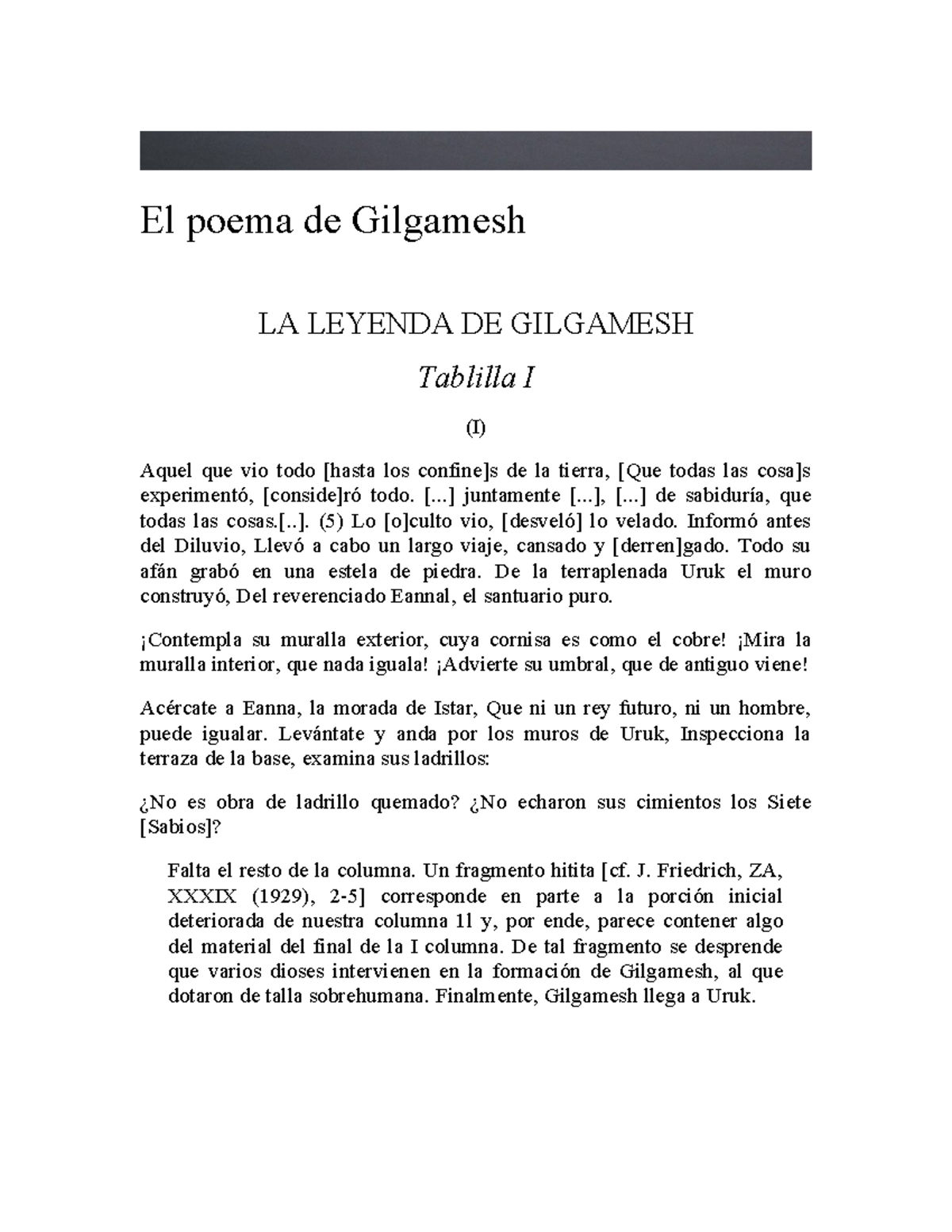 El poema de Gilgamesh - fgfdg - El poema de Gilgamesh LA LEYENDA DE ...