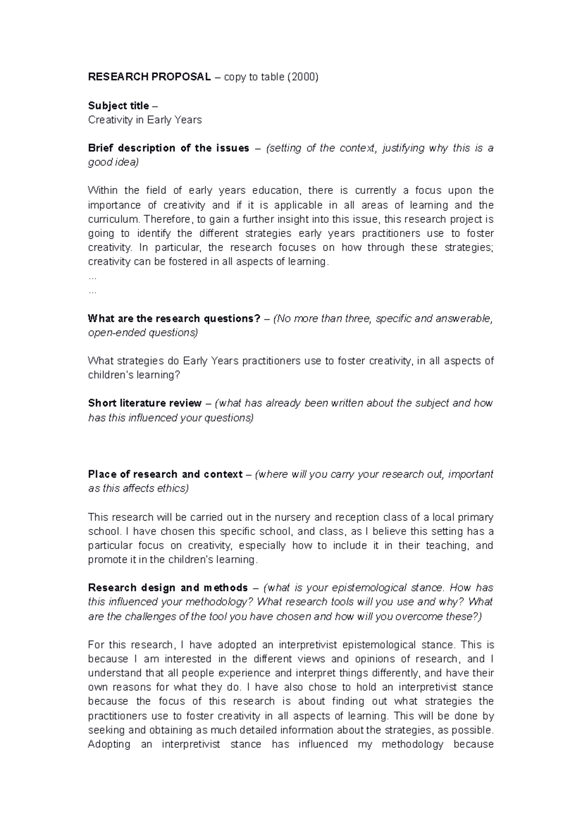 Backup of Research Proposal – copy to table - RESEARCH PROPOSAL – copy ...