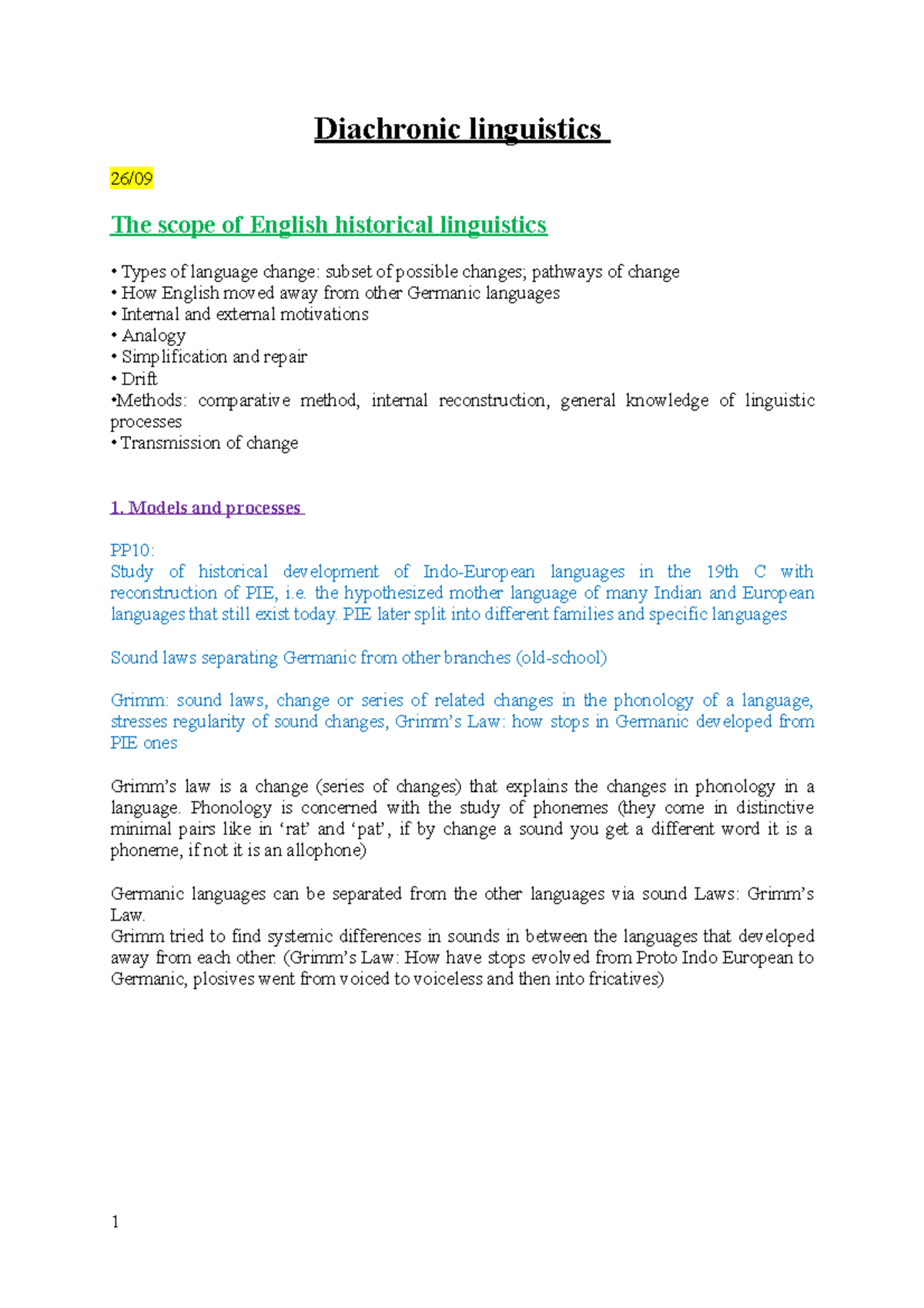 Diachronic linguistics - Diachronic linguistics 26/ The scope of ...