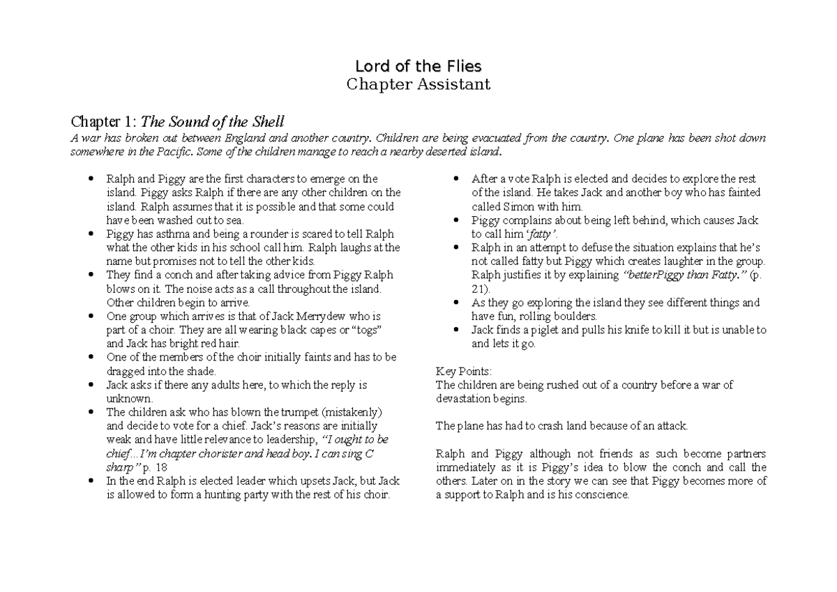 Lord of the Flies Chapter 1 Guide - Lord of the FliesLord of the Flies ...