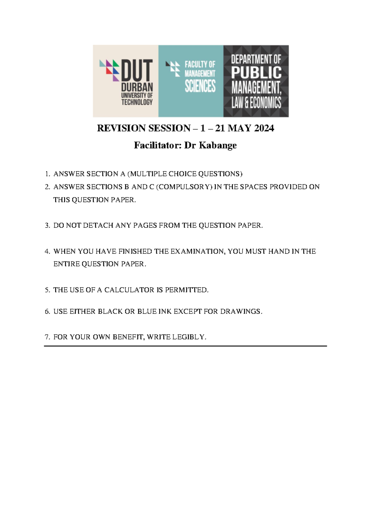 Revision Session - 1 21 MAY 2024 - REVISION SESSION – 1 – 21 MAY 2024 ...