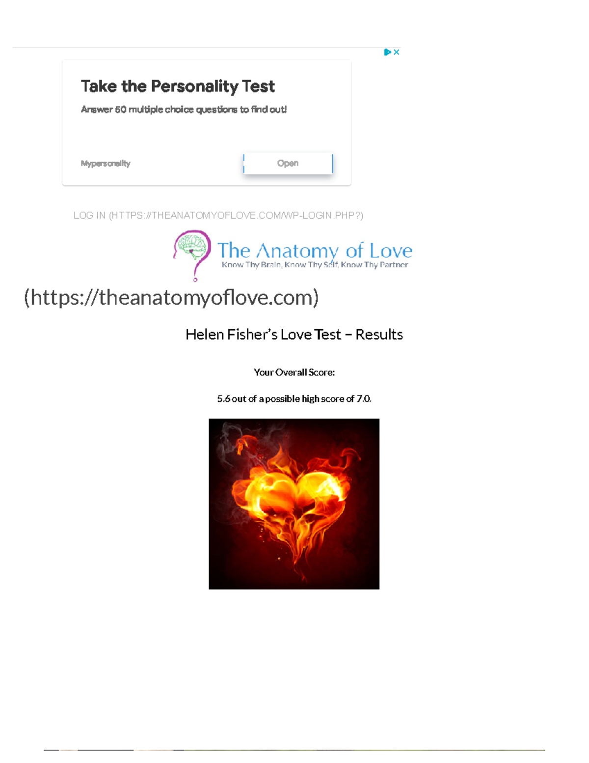 Helen Fisher's Love Test - Results - The Anatomy Of Love - Helen Fisher ...