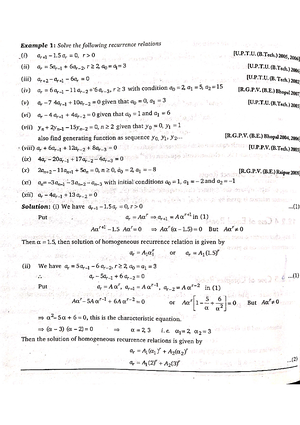 Reccurence Relation and Generating Function - Discrete Mathematics - Studocu