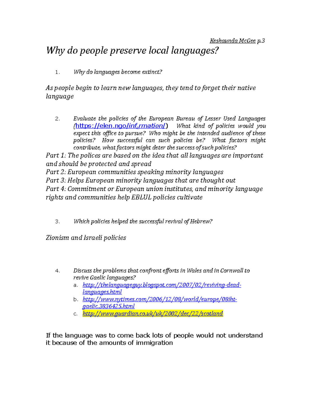 Chapter 5 Why do people preserve local languages - Keshaunda McGee p ...