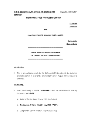 Bundle of Authorities (Sample) - Bundle of Authorities Authority Page ...