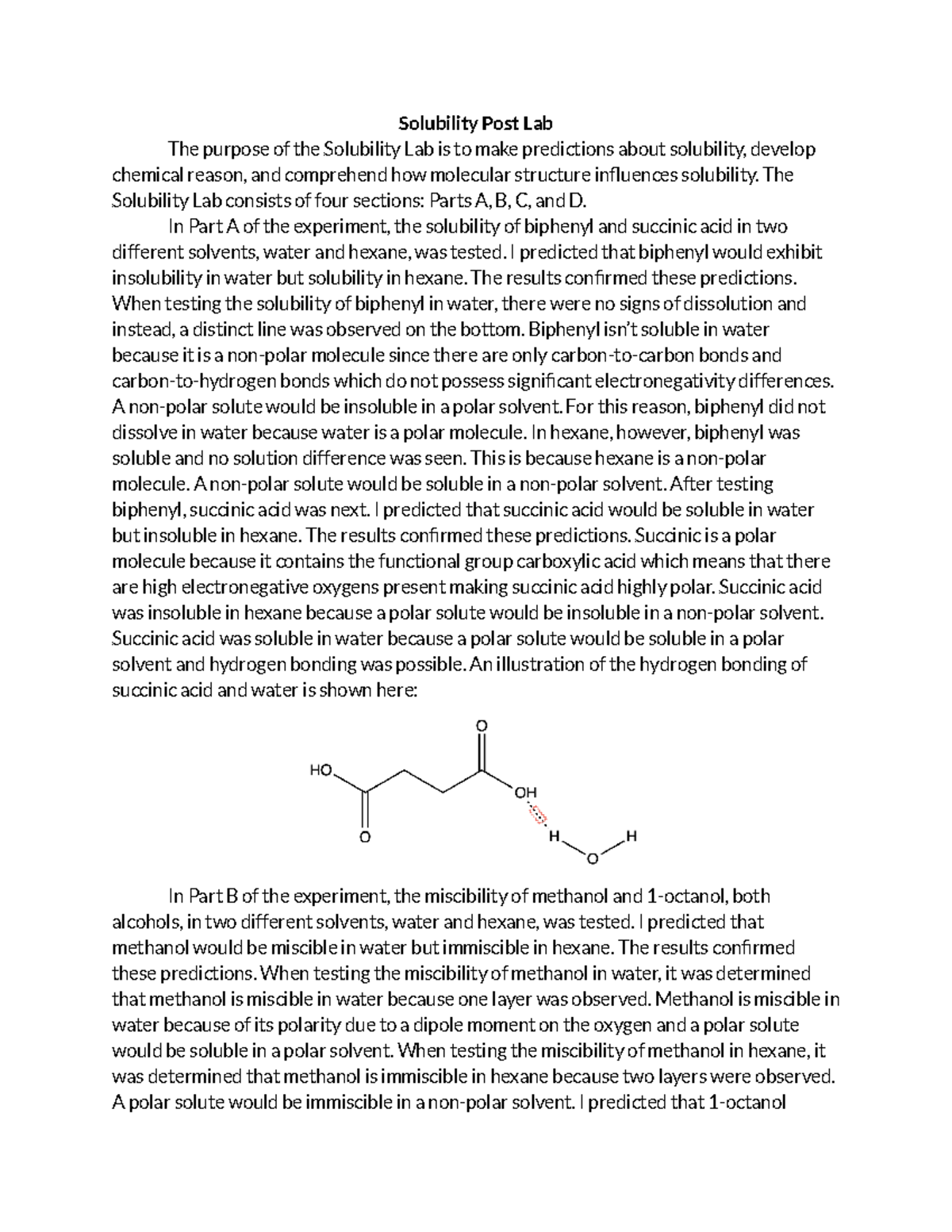 Solubility Post Lab - The Solubility Lab consists of four sections ...