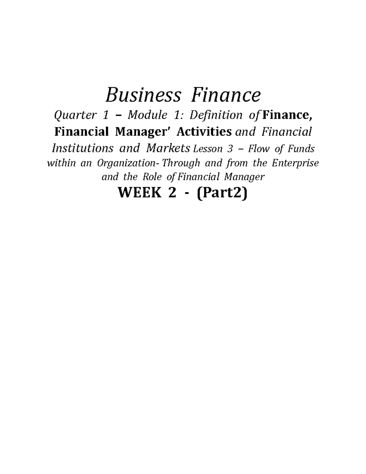 Business Finance - Quarter 3 - Module 1.3 - WEEK 2 (Part2) - Business ...