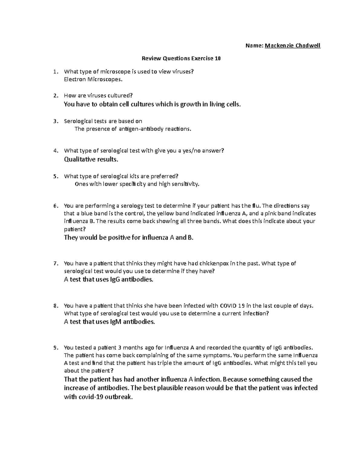 BIO 150 Review Questions Exercise 10 - Name: Mackenzie Chadwell Review ...