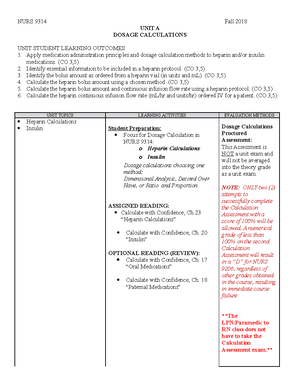 Adult 2 Practice Dosage Calculation Test-Heparin Calculations - Name
