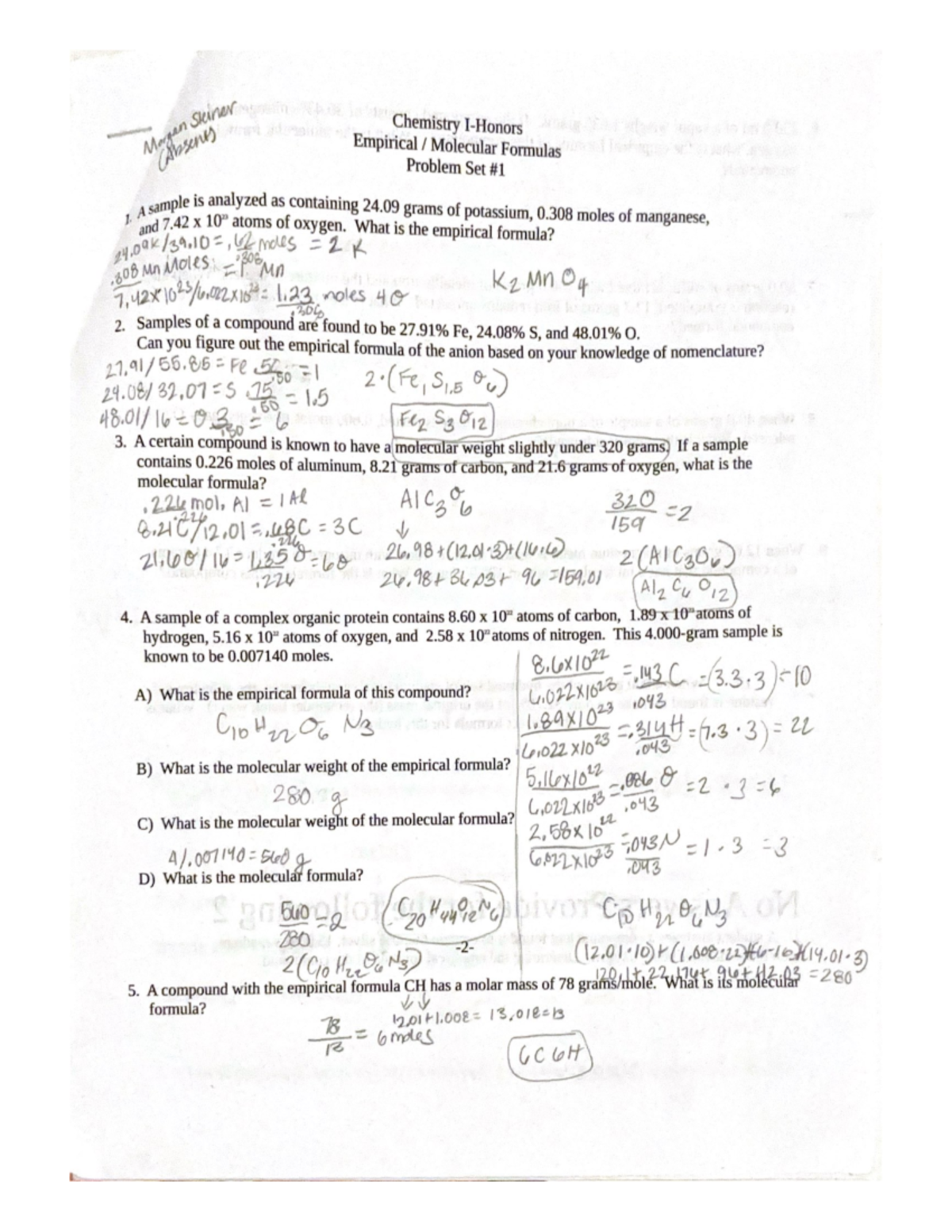 Empirical and molecular formulas - bio 168 - Studocu