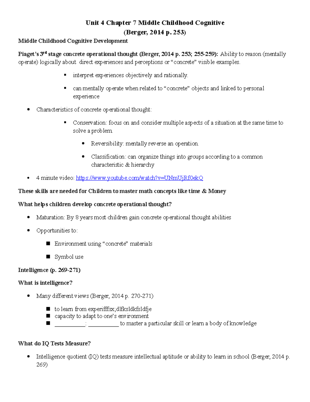 Unit 4 Chapter 7 Middle Childhood Cognitive - Unit 4 Chapter 7 Middle ...