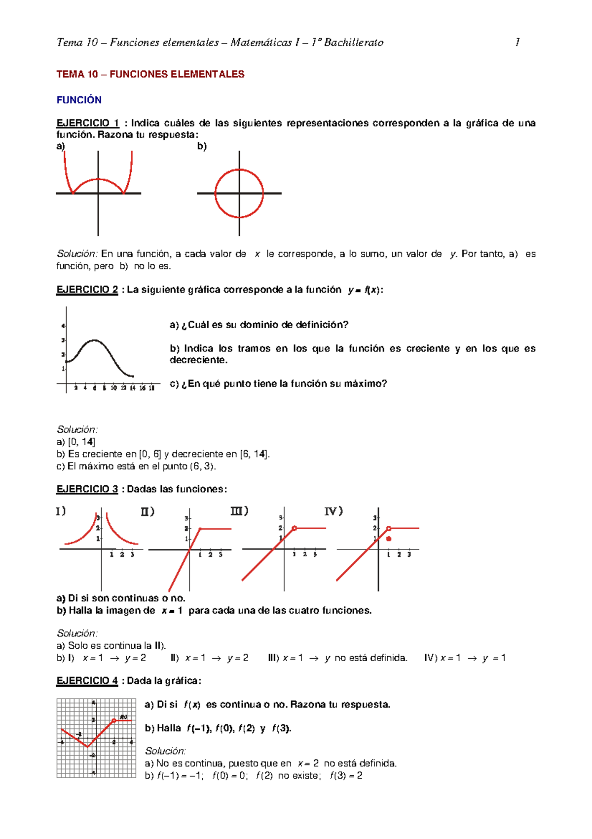 Funciones elementales - TEMA 10 – FUNCIONES ELEMENTALES FUNCIÓN ...