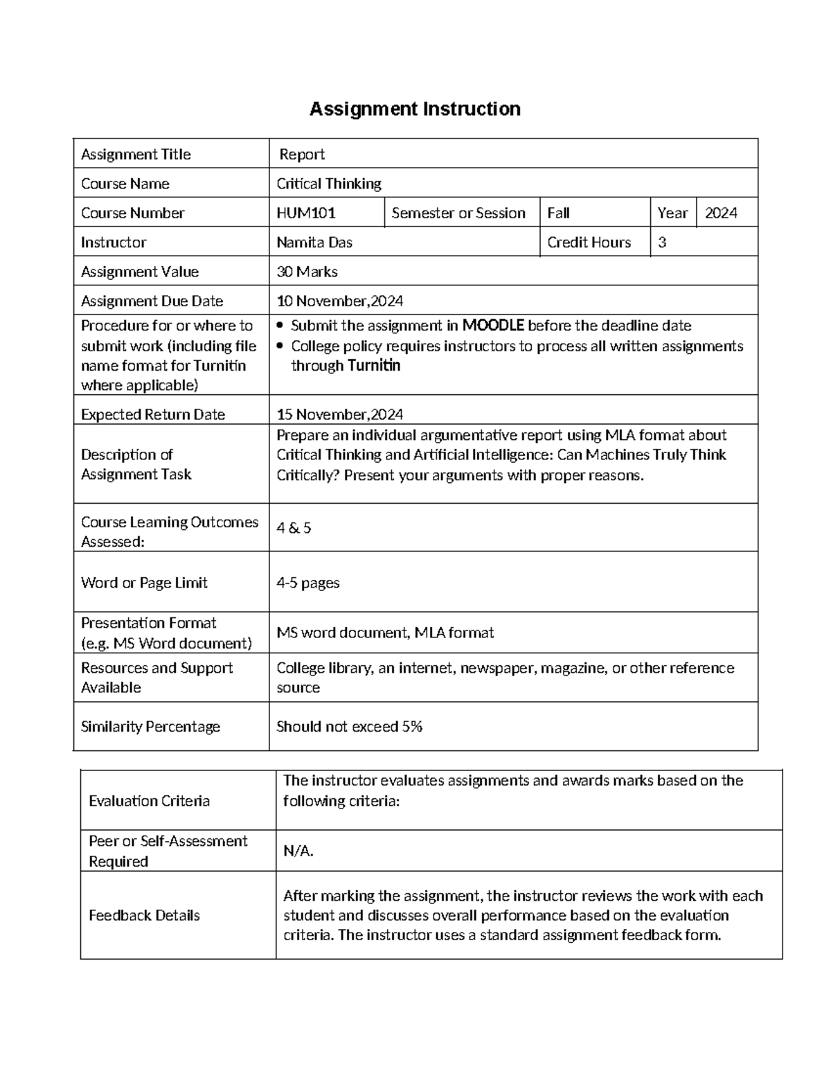 Assignment Instructions HUM 2 - Assignment Instruction Assignment Title ...