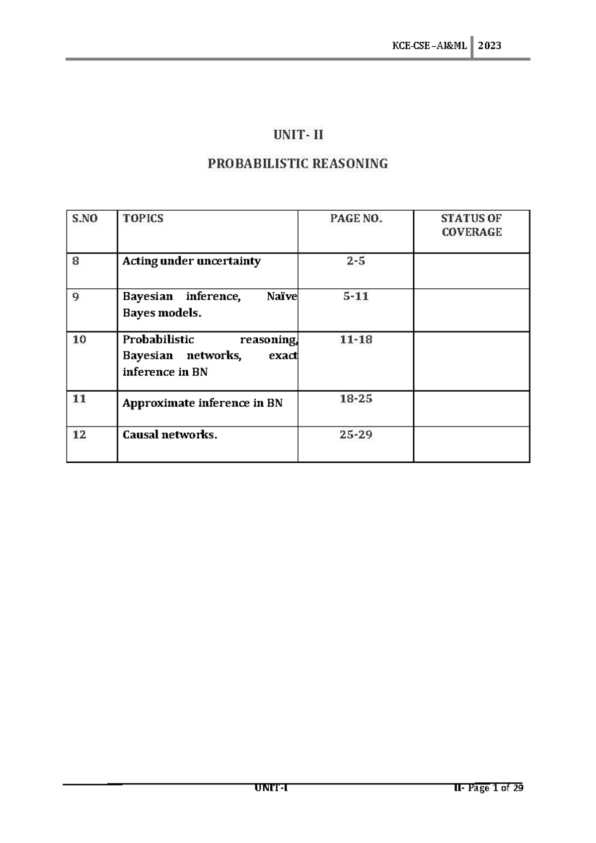Unit2 - Unit 2 material - UNIT- II PROBABILISTIC REASONING S TOPICS ...