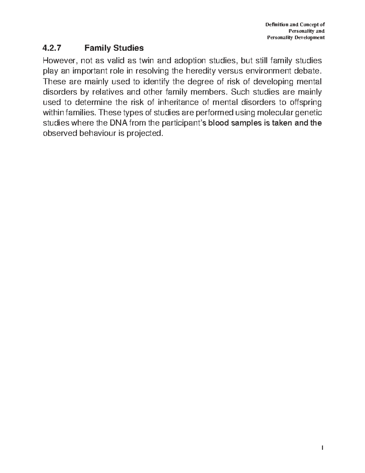 Family Studies - summary - Personality and Personality Development 4.2 ...