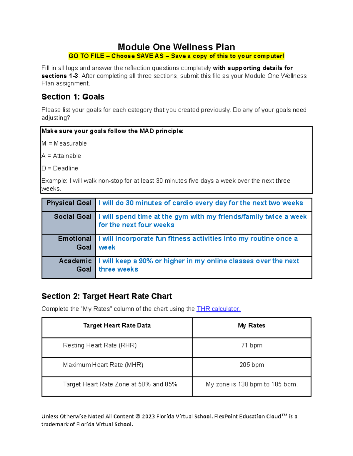 Module one wellness plan - Module One Wellness Plan GO TO FILE – Choose ...