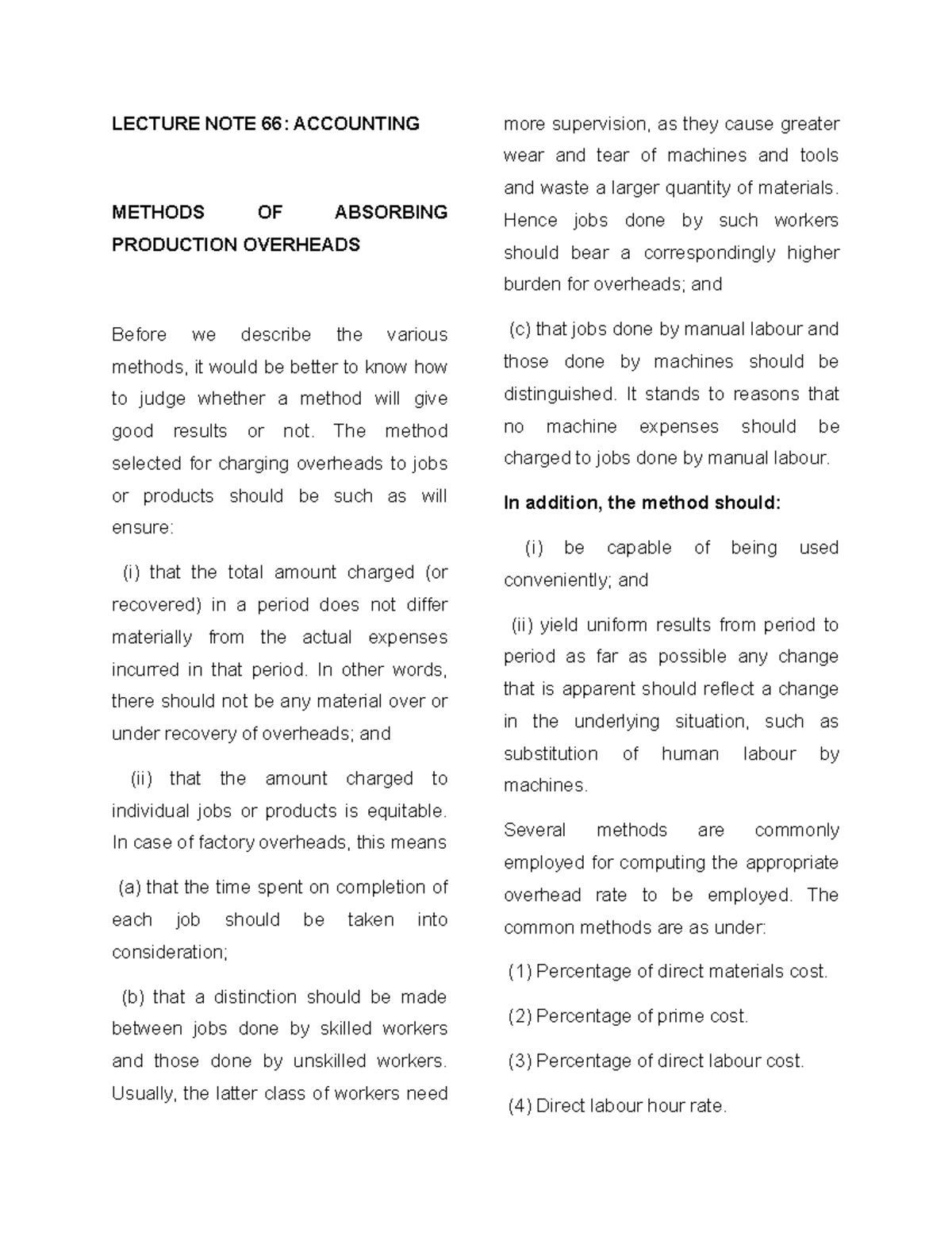 Lecture Note 66 Accounting - LECTURE NOTE 66: ACCOUNTING METHODS OF ...