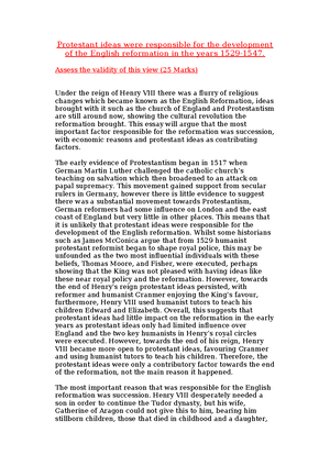 History A-Level - Tudors - Sixth Form (A Levels) - Studocu