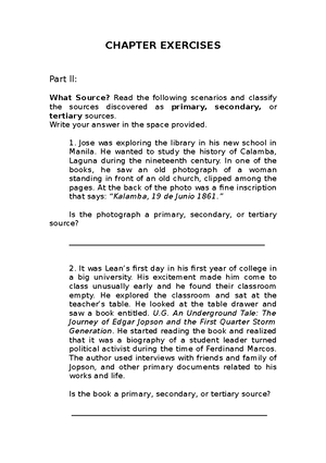 Chapter Exercises Part l - CHAPTER EXERCISES Part l: True or False ...