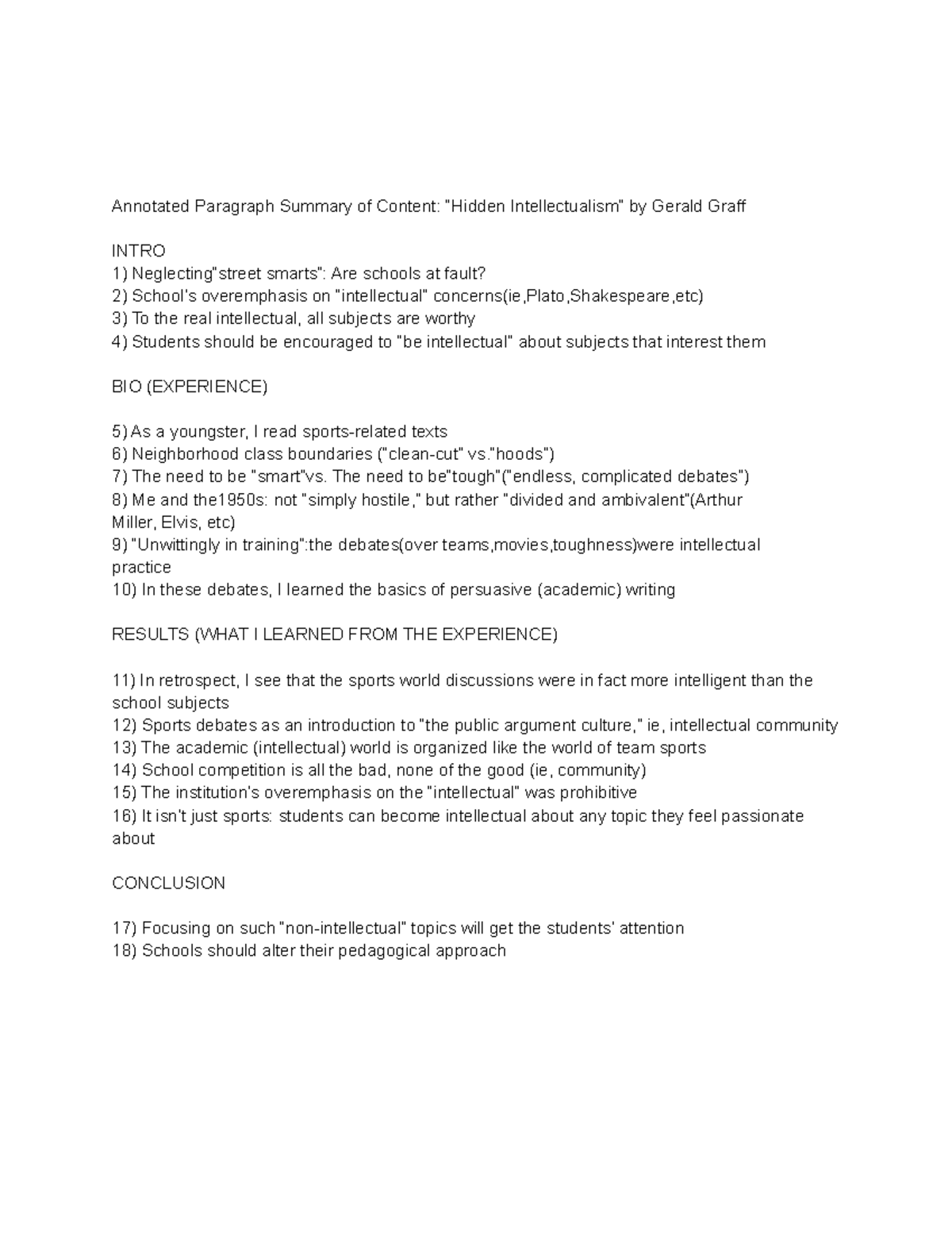 Example of Submission for Summary of Content ENG 101-2 - Annotated ...