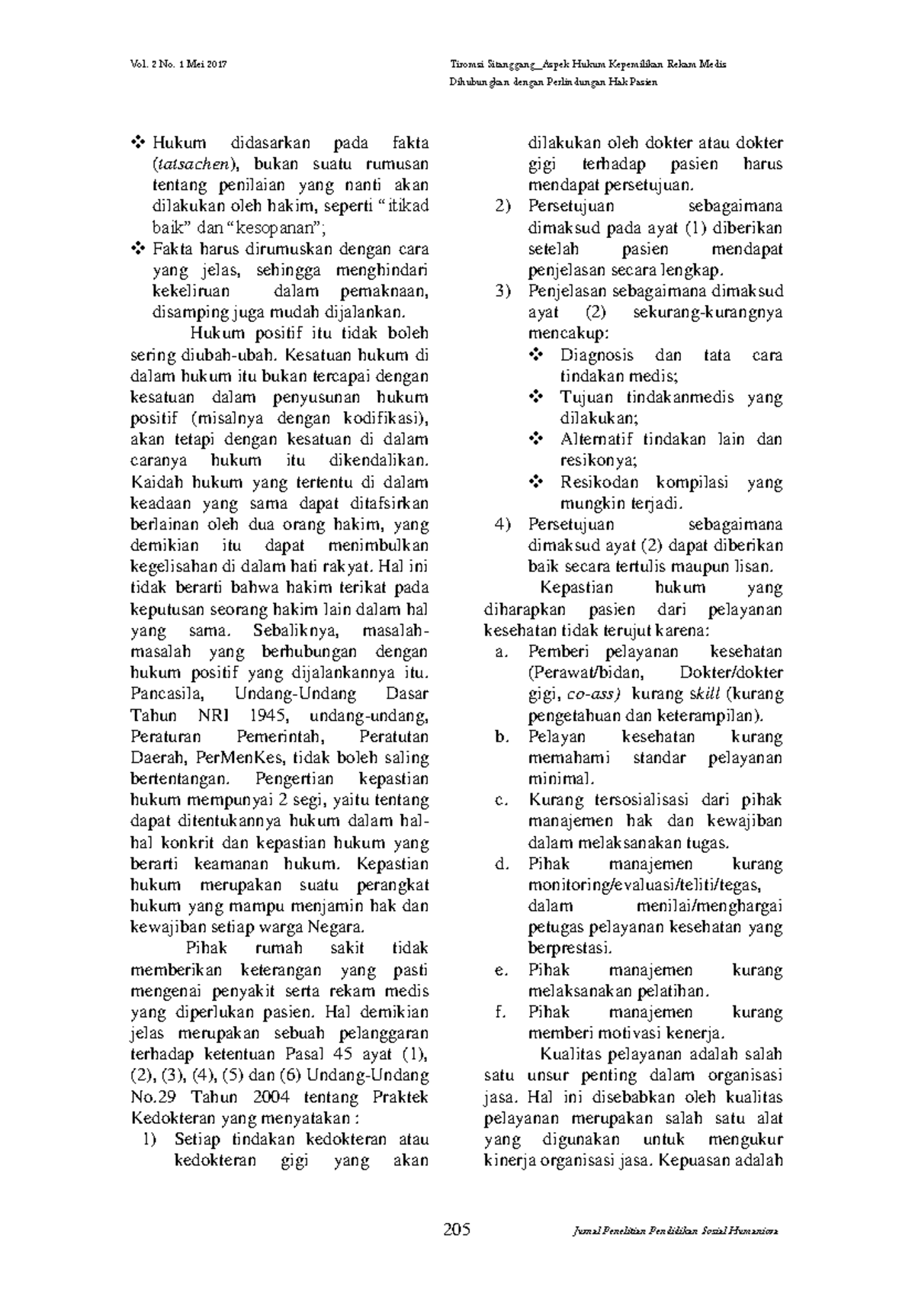 288156 aspek hukum kepemilikan rekam medis ihub 43666 be1 8 - Vol. 2 No. 1 Mei 2017 Tiromsi ...