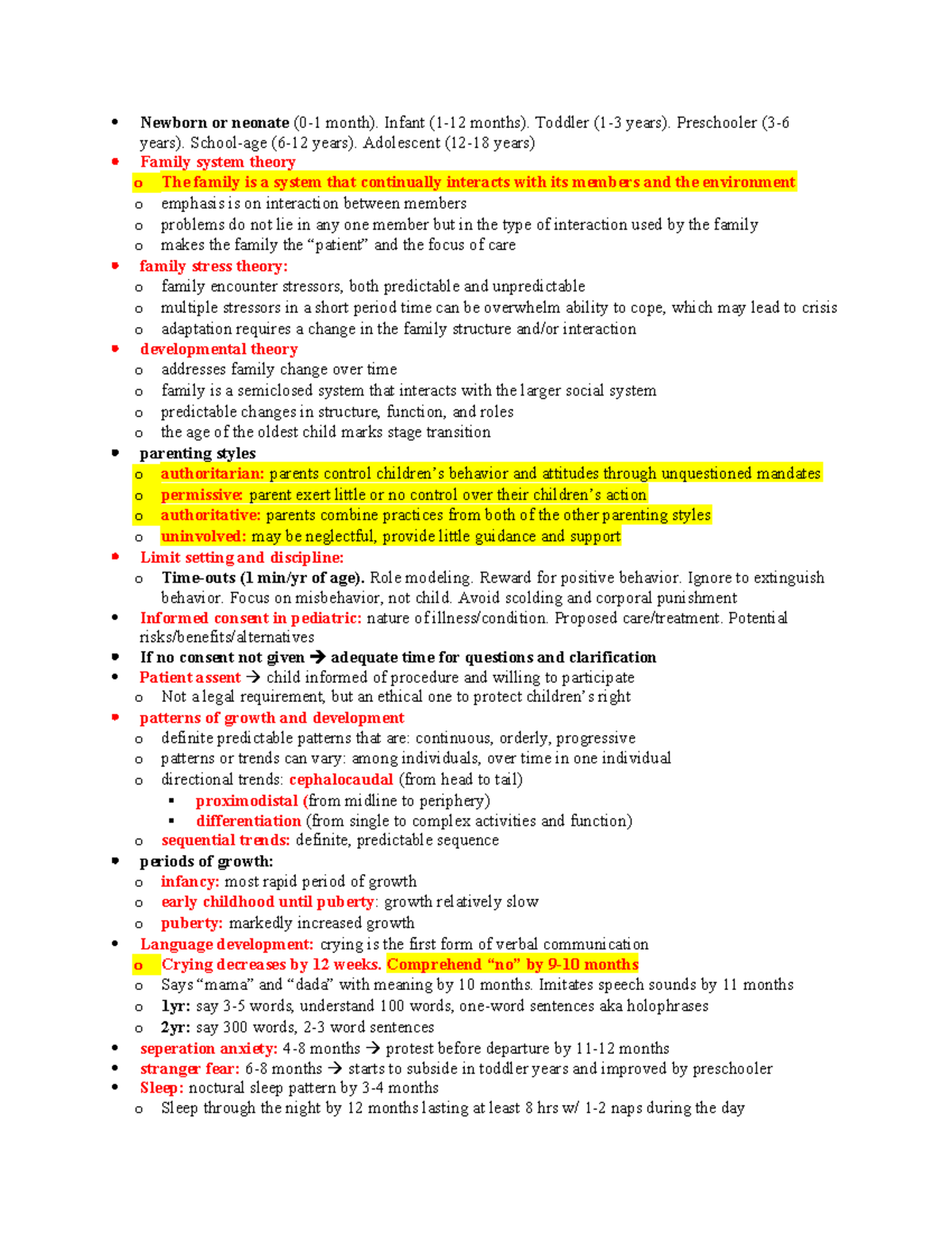 Ped week 1 note (nearpod) - Newborn or neonate (0-1 month). Infant (1 ...