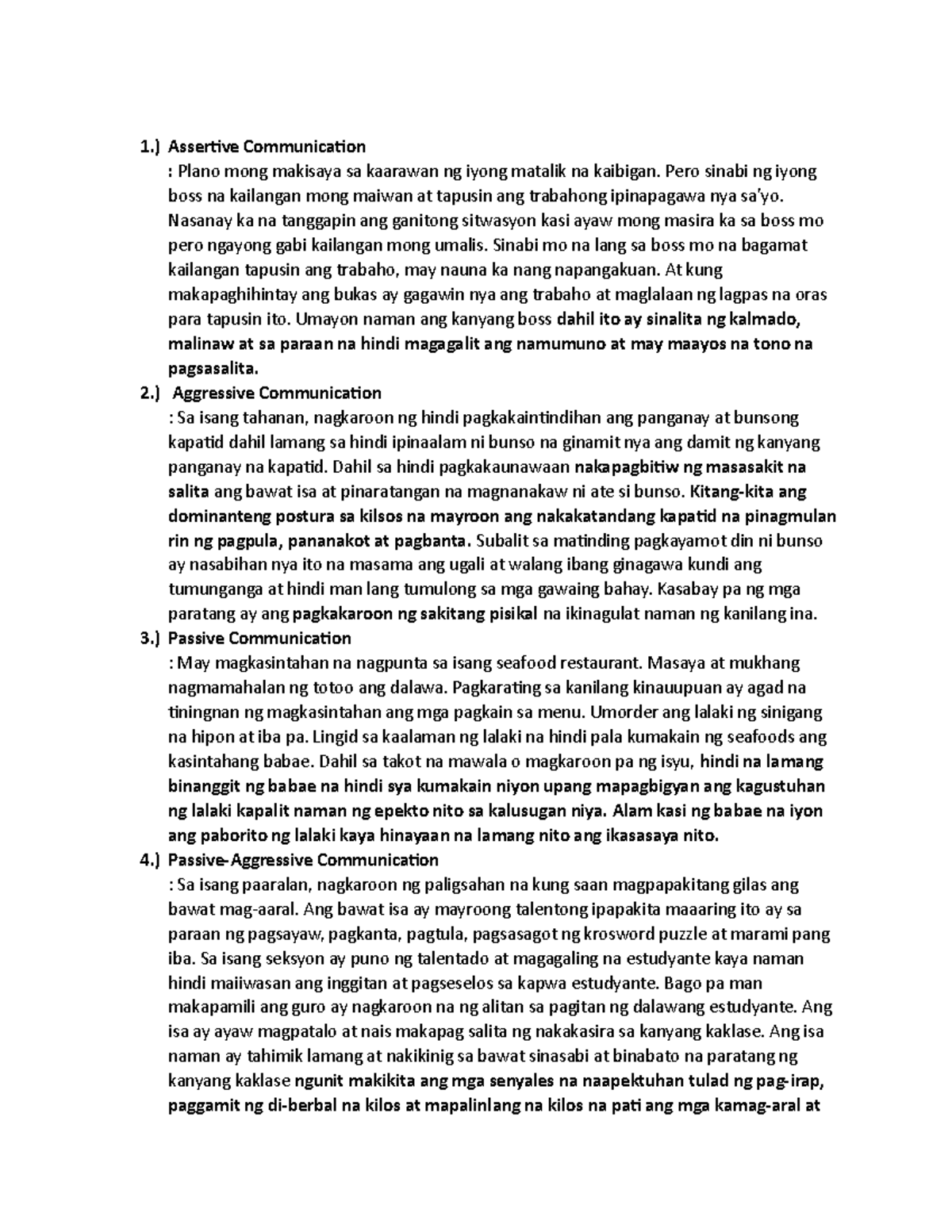 Istilo ng Komunikasyon - 1.) Assertive Communication : Plano mong ...