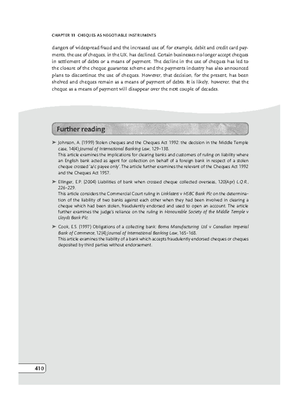 Zlib - CHAPTER 11 CHEQUES AS NEGOTIABLE INSTRUMENTS dangers of ...